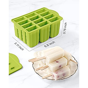 Popsicles Molds, 12 Cavities Silicone Popsicle Molds for Kids Adults Food Grade Popsicle Maker Molds BPA-Free Ice Pop Mold Homemade Ice Pop Maker with Popsicle Sticks, Popsicle Bags, Cleaning Brush