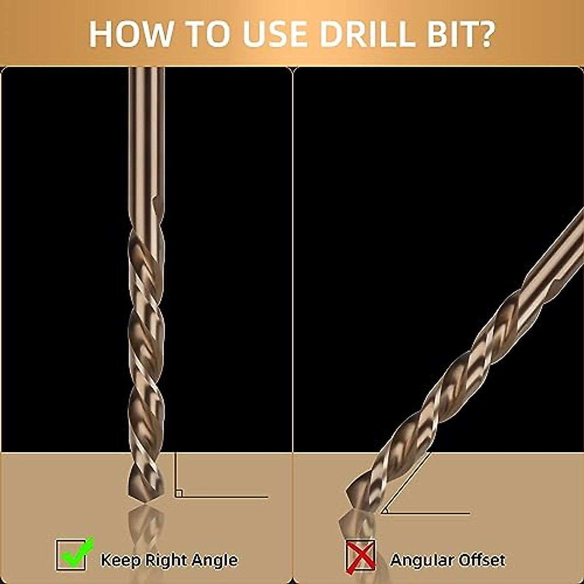 Cobalt Drill Bit Set,NOEAIKE 15-Pack M35 HSS Metal Drill Bits,Twist Jobber Length Cobalt Drill Bits Size 1/16"-3/8" for Hardened Steel,Stainless Steel,Cast Iron,Aluminum Alloy,Wood with Storage Case