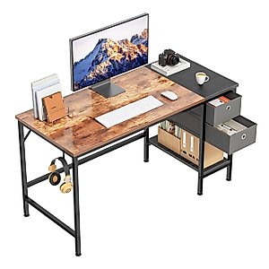 HOMIDEC Office Desk, Computer Desk with Drawers 47" Study Writing Desks for Home with Storage Shelves, Desks & Workstations for Home Office Bedroom