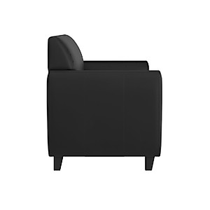 Flash Furniture Hercules Diplomat Series LeatherSoft Upholstered Loveseat, Modern Small Sofa for Living Room or Office, Black