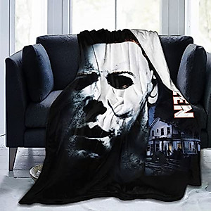 2PCS Horror Movie Watching Halloween Michael Myers Throw Blanket Scary Movie Scream for Couch Sofa or Bed 50inch*60inch Pillow Covers 18 * 18inch