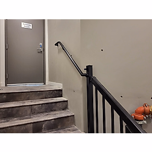 Hand Rails for Outdoor Steps – 3FT (Aluminum), Outdoor Hand Railing – Stair Railing Indoor – ADA Compliant, Hand Rails for Indoor Stairs with Wall Mounts, Black