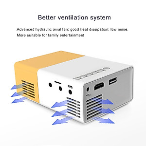 YG300 Professional Mini Projector Full HD1080P Home Theater LED Projector LCD Video Media Player Projector Yellow & White