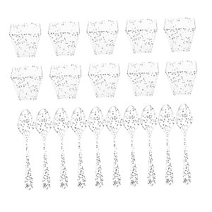 20 Sets Glitter Dessert Cups Cheesecake Cups Plastic Spoons Disposable Small Dessert Spoons Smoothie Cup Trifle Bowl Serving Bowl for Party Yogurt Cups Ice Cream Containers Square