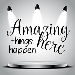 Amazing Things Happen Here(Black) Wall Decal 13" Wide X 22" High Classroom Quote Education Decal Teacher Decal School Room Decal Children's Bedroom Decal, (13" x 22") (Black)