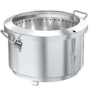 Onlyfire 24 Inch Outdoor Smokeless Fire Pit Stainless Steel Fire Bowl, Portable Wood Burning Stove with Detachable Handles for Backyard Camping