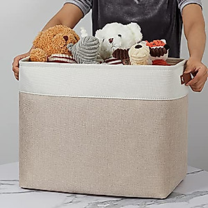 DULLEMELO Collapsible Bundle Baskets 2 Large Baskets 17"x12"x15" + 2 Narrow Baskets 15"x6"x5.5"（White&Khaki)