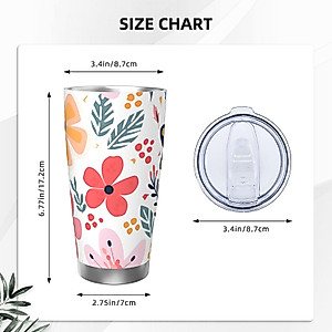 AYCZN Cute Daisy 20 OZ Tumbler Stainless Steel Travel Coffee Mug, Spring Flower Floral Insulated Water Bottle with Lid and 2 StrawsLeakproof Thermal Cup