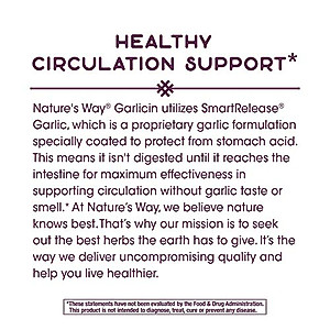 Nature's Way Garlicin Cardio, SmartRelease Garlic with MAX Allicin Potential, Odor Free, 60 Count, Pack of 2