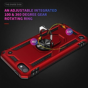 ULAK Compatible with iPod Touch 7 Case/iPod Touch 6 Case with 2 HD Screen Protectors, Hybrid Rugged Shockproof Cover with Built-in Kickstand for iPod Touch 7th/6th/5th Generation (Red)