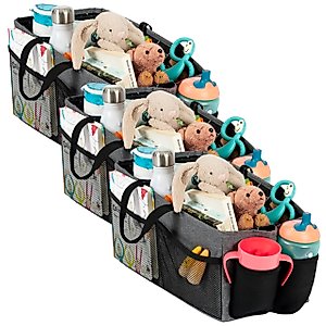 Diono Travel Pal Back Seat Car Organizer, 9 Compartments For Kids and Pet Toys, Insulated Drinks Holder, Reinforced Carry Handles, Collapsible Back Seat Organizer, Folds Flat, Black