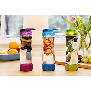 Full Circle Hydrate Mate 16-Ounce Glass Travel Water Bottle, Elderberry