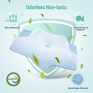 Nismile Cervical Memory Foam Pillow, Adjustable Contour Pillow for Neck and Shoulder Pain Relief, Ergonomic Orthopedic Pillow Neck Support Pillow for Side, Back, Stomach Sleepers