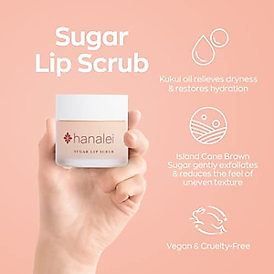 Vegan and Cruelty-Free Sugar Lip Scrub Exfoliator by Hanalei – Made with Hawaiian Cane Sugar, Kukui Oil, and Shea Butter to Exfoliate, Smooth, and Brighten Lips Made in the USA (22 g)