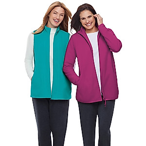 Woman Within Plus Size Zip-Front Microfleece Vest Long Fleece Vest - 3X, Black