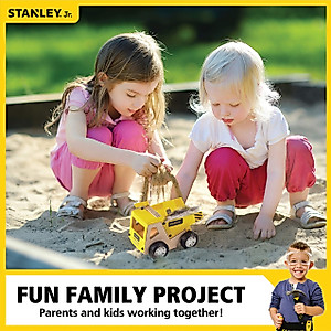Stanley Jr. DIY Dump Truck Kit for Kids - Easy to Assemble Model Truck Kit - Yellow Dump Truck Model Set - Wood Dump Truck Craft - Paint & Decals Included