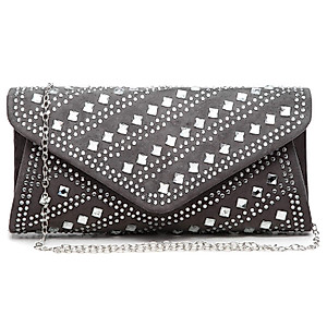 Dasein Rhinestone Evening Bags Glitter Clutch Handbags Studded Envelope Purses for Prom Party Wedding Grey