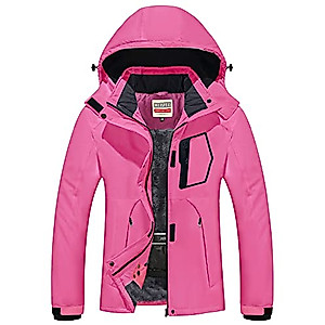 WULFUL Women’s Waterproof Snow Ski Jacket Mountain Windproof Winter Coat with Detachable Hood