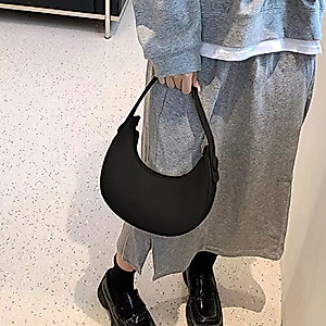 Saddle Bag Black Shoulder Bag For Women,Mini Purse Crescent Bag Black Retro Classic Purse For Girl，Clutch Shoulder Tote Handbag With Zipper