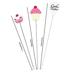 Aoshang 3Pcs Stainless Steel Cake Tester Reusable Metal Cake Probe Cake Testing Needle Home Bakery Muffin Bread Cake Tester Probe Skewer Pin Needle Kitchen Baking Assistant Tool,7.5 Inches