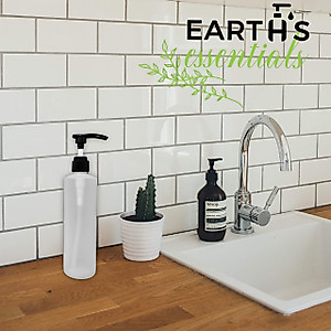 Earth's Essentials Two Pack Of Refillable 16 Oz. HDPE Plastic Pump Bottles With Patented Screw On Funnel-Great For Dispensing Lotions, Shampoos and Massage Oils.