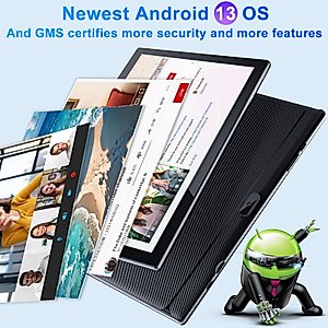 Newest 2024 Android 13 Tablet, 10.1 inch 2 in 1 Tablet with Octa-core Processor, 12GB RAM+128GB+1TB Expand, Long Lasting Battery, 2.4G/5G WiFi 6, Bluetooth 5.0, Dual Camera, Play GMS Certified