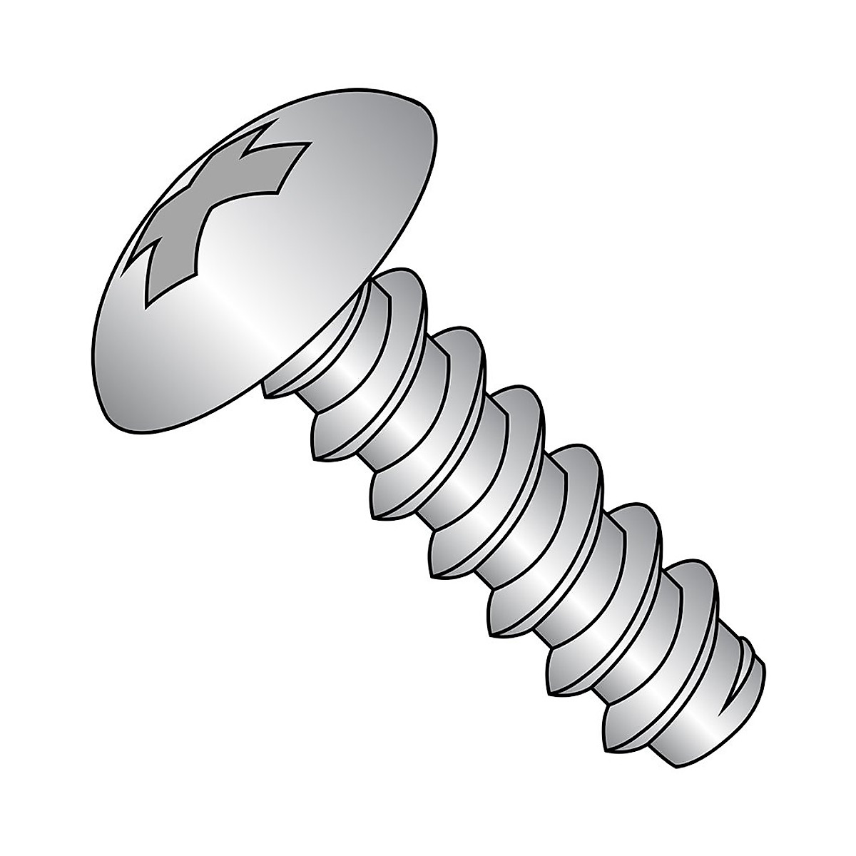Small Parts 0808BPT188 18-8 Stainless Steel Sheet Metal Screw, Plain Finish, Truss Head, Phillips Drive, Type B, #8-18 Thread Size, 1/2" Length (Pack of 100)