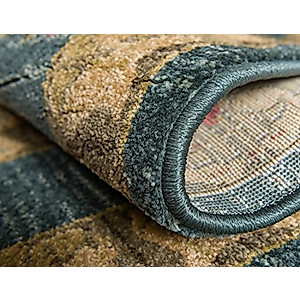 Unique Loom Edinburgh Collection Area Rug - Canmore (5' 1" x 8' Rectangle, Navy Blue/ Tan)