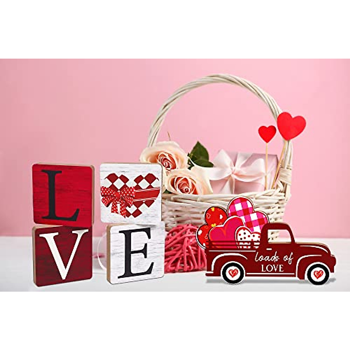 5PCS Valentines Day Decor/St.Patricks Day Decorations Reversible Table Centerpieces Tiered Tray Ornament for Home Party Decor