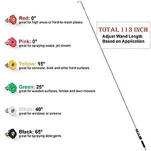 LadyRosian 9pcs Pressure Washer Wand Extension - 10ft Replacement Lance with 6 Spray Nozzle Tips - 1/4''Quick Connect, 45° 90° Curved Rod, 4000PSI