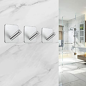 Sticky Hook Adhesive Hooks Hooks for Hanging Wall Hanger Towel Hooks Door Hooks Waterproof Stainless Steel Adhesive Towel Hooks Bathroom Adhesive Hook– 6 Pack