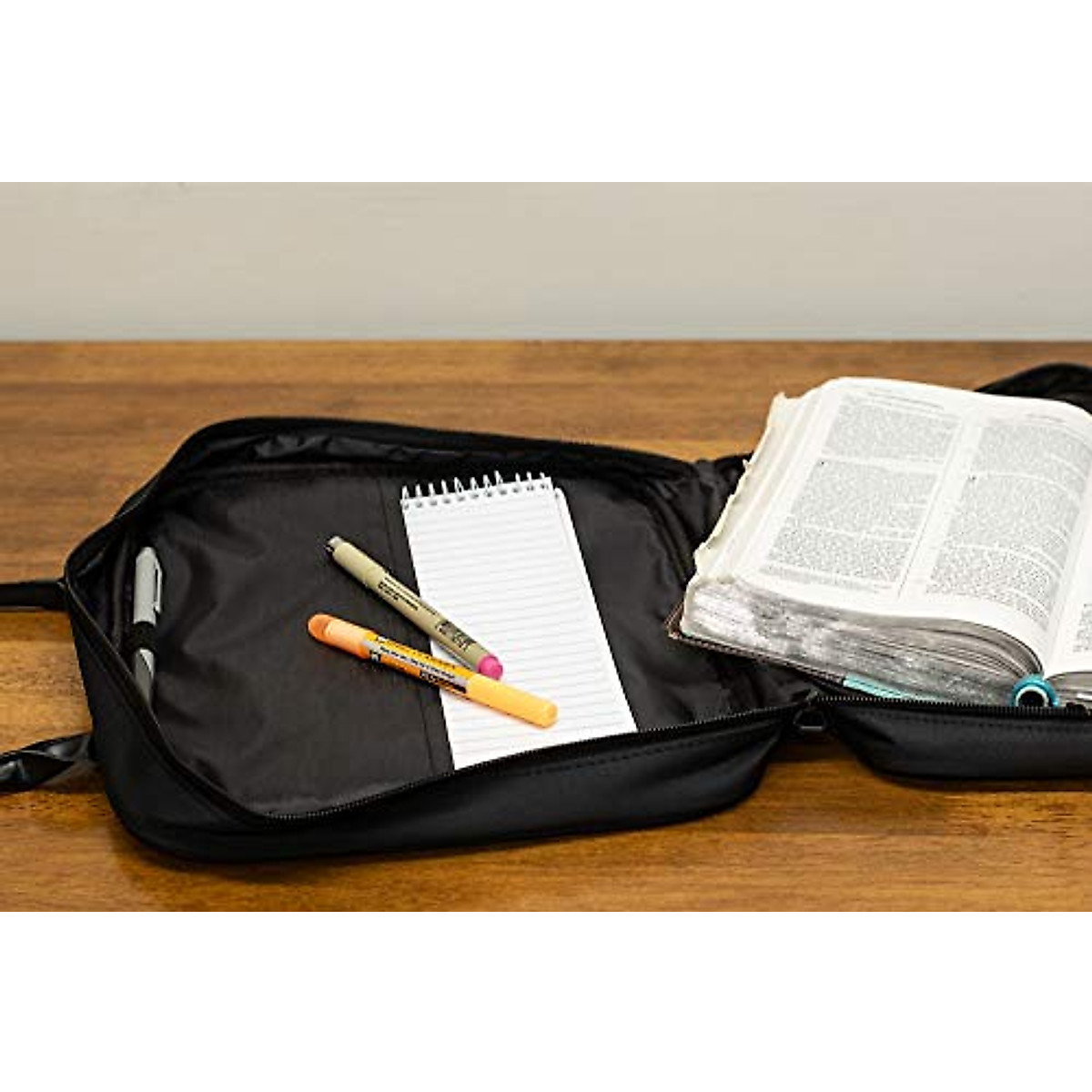 Dicksons Black Envelope Pocket Microfiber Fabric Bible Cover Case with Handles 2X-Large
