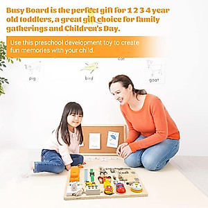 Montessori Busy Board for Toddlers- Learn to Dress Toys for 1 2 3 4 Year Old Kids - Learning Toy for Airplane or Car Travel-20-in-1 Yellow