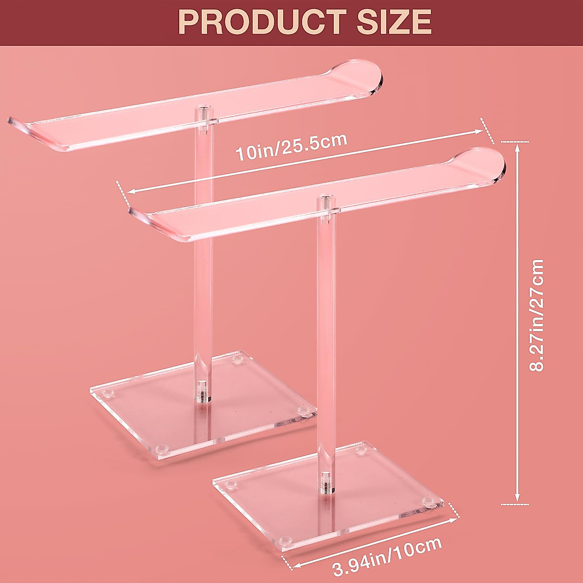 Udefineit 2PCS Clear Acrylic Headband Holder, Headband Organizer Hairband Hair Hoop Display Stand, Jewelry Headband Storage Rack Hair Accessories Organizer Storage for Hair Ties Bracelets Bangles