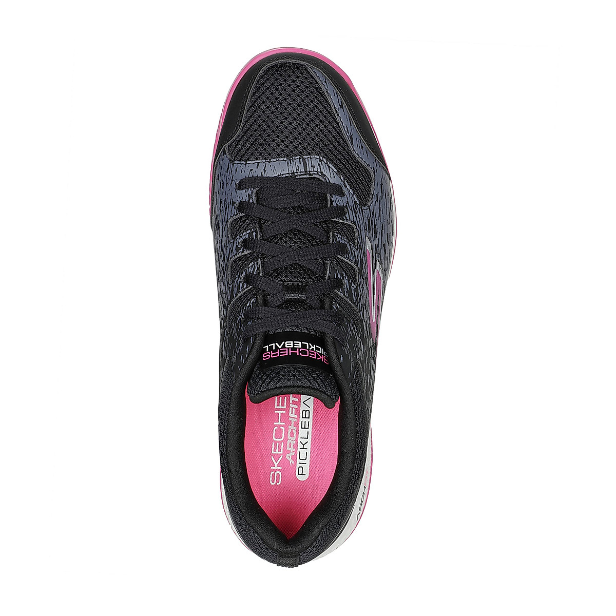 Skechers Women's Viper Court-Athletic Indoor Outdoor Pickleball Shoes with Arch Fit Support Sneakers, Black/Pink, 8.5