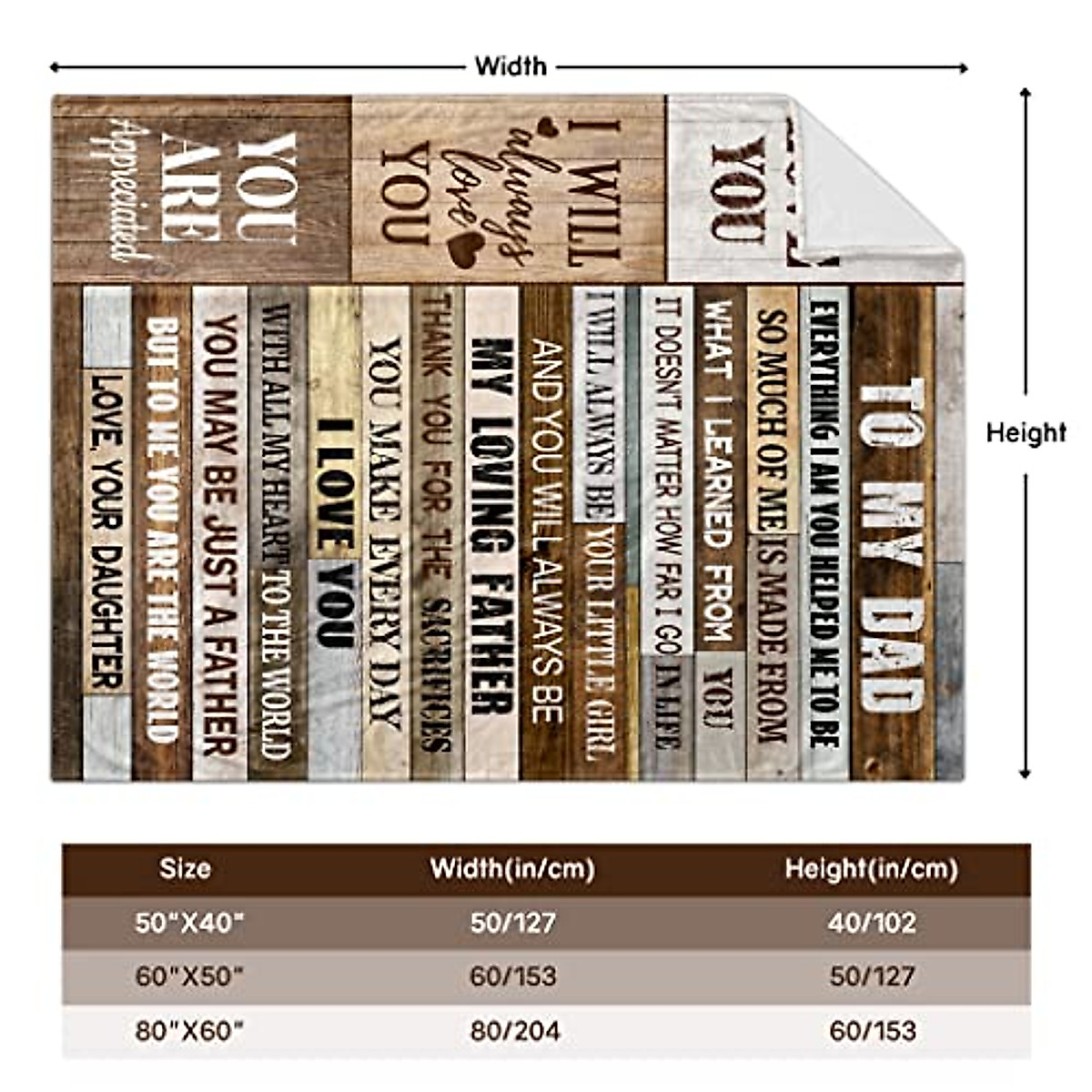 Gifts for Dad from Daughtger Throw Blanket Birthday Gifts to My Dad Father Ultra-Soft Cozy Fleece Blanket Idea Blanket for Bedding Sofa (Dad-Wood, 60"x50")