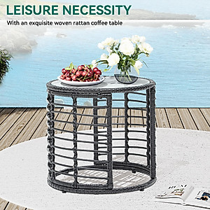 YITAHOME Egg Chair with Table Outdoor Egg Lounge Chair with Cushion Wicker Chair PE Rattan Chair Table Included for Patio, Garden, Backyard, Porch, Gray