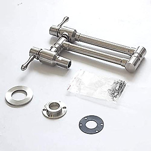 MSTJRY Pot Filler Faucet Wall Mount Stainless Steel Commercial Kitchen Faucet Double Joint Spout Folding Stretchable Swing Arm with Single Hole 2 handles