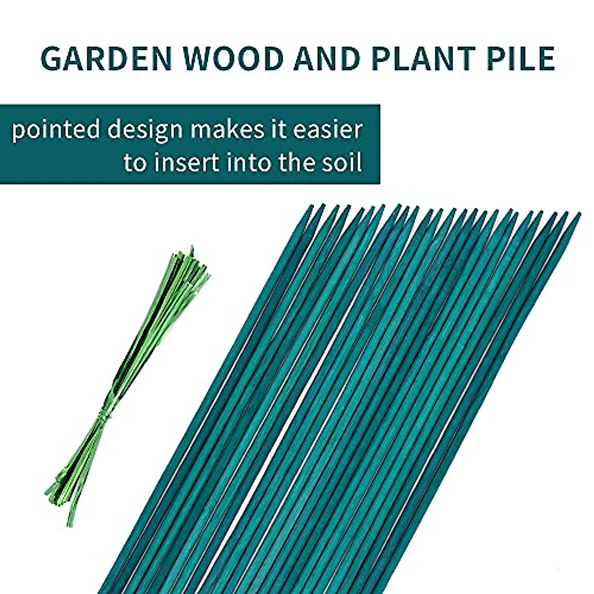 POLIUMB Green Plant Stakes Garden Wood Plant Support Stakes, Sturdy Wooden Floral Bamboo Sticks, Garden Sticks Sign Posting (18 inches-25 Pack)