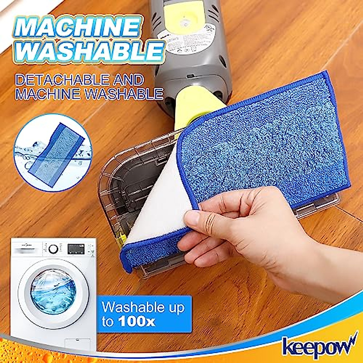KEEPOW 12 Pack Reusable Mop Pads Refills for Shark Vacmop Replacement Pads Compare to Shark Vacmop Disposable Hard Floor Pads