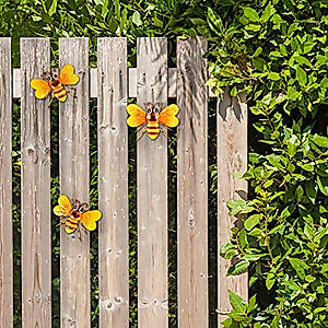 Canabear Metal Bee Wall Decor Art, Iron Bee Hanging Decorations for Outdoor Home Garden Lawn Fence Patio Yard Art