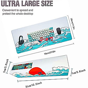 Custom Keycaps and Gaming Mouse Pad Set, Upgrade OEM Profile Dye Sublimation Keycap Set & Large Mouse Pad, Desk Mat, Keyboard Pad(27.6''x11.8'') Kit for Windows PC Gamer (Coral Sea)