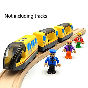 Battery Train Magnetic Connection Inter City Train with Figures for Wooden Train Track Toys Locomotive Train Toys for Toddlers 3 4 5 Year Old Kids (No-Include Battery and Track)