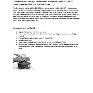 Echo 99944200907b New Genuine Speed Feed 400 Head fits All SRM Trimmers!!
