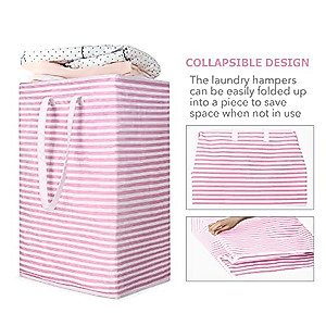 72L Laundry Basket Freestanding Waterproof Laundry Hamper Collapsible Tall Clothes Hamper with Handles for Clothes Toys (Pink)