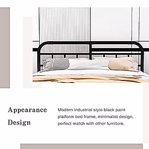 alazyhome Metal Platform Heavy Duty Twin XL Size Bed Frame with Headboard and Footboard Sturdy Steel Support No Box Spring Needed Easy Assembly Black