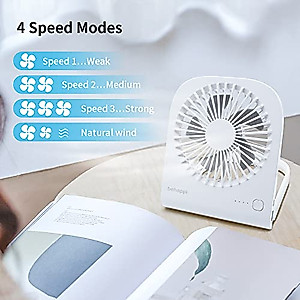 behappi 3 Speed 4800mah portable rechargeable Small Room Air Circulator desktop Fan Quiet 180° Adjustable