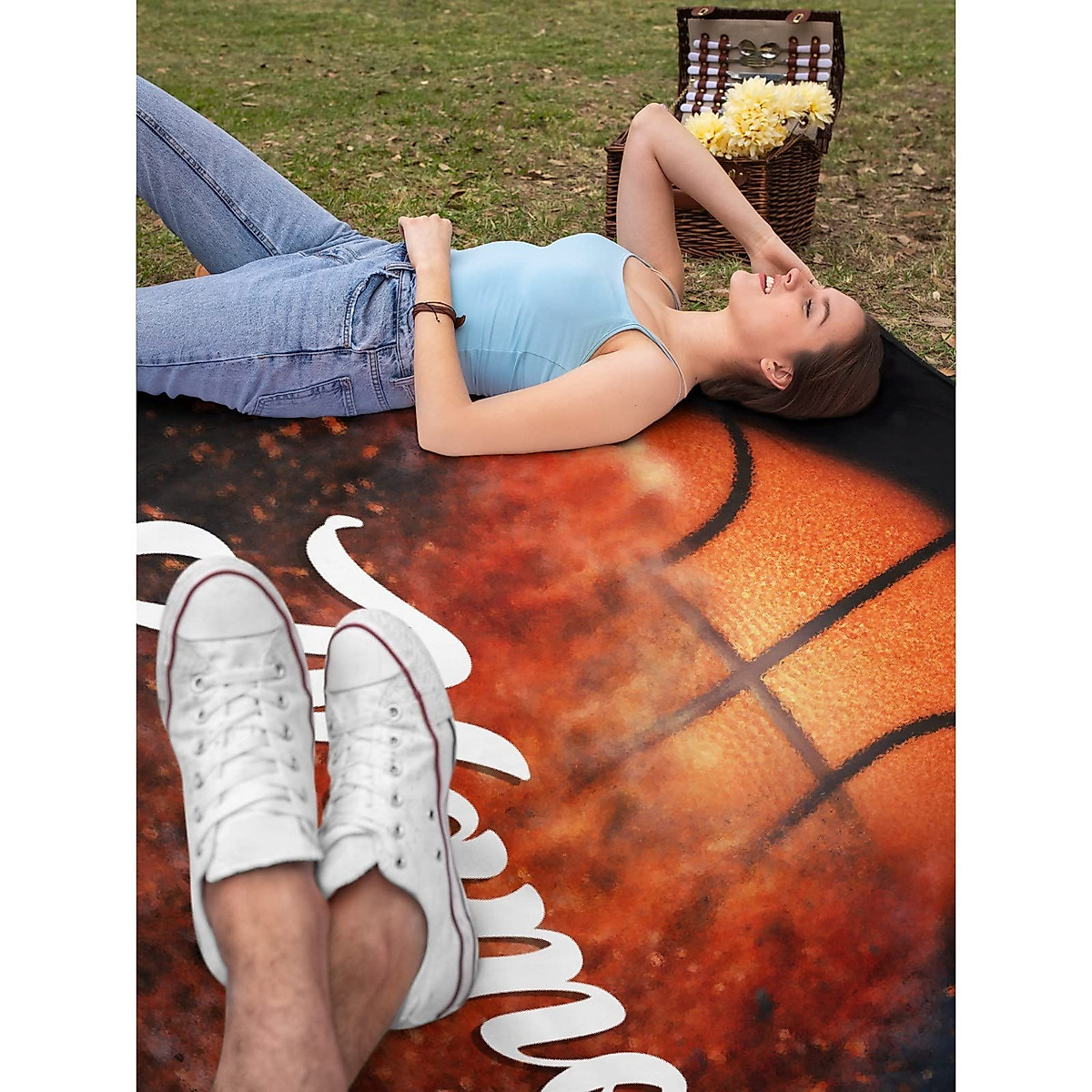 Softerhug Basketball Custom Name Custom Blanket with Words Soft Customized Birthday Throw Personalized Gifts Family Mom Kids Dogs Friends or Lover 60 in x 50 in Medium Teen