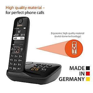 Gigaset A694A Trio - Three Cordless Phones - answering Machine - Caller ID - high Contrast Display - Brilliant Voice Quality HSP - Long Standby time 180 Hours - Made in Germany, Black