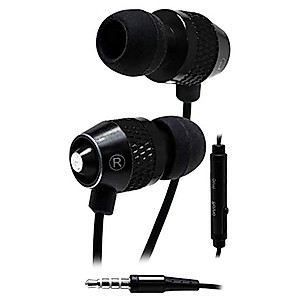 Bastex Universal Earphone/Ear Buds 3.5mm Stereo Headphones in-Ear Tangle Free Cable with Built-in Microphone Earbuds for iPhone iPod iPad Samsung Android Mp3 Mp4 and More-Black/Black